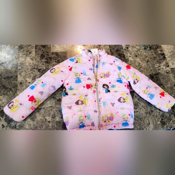 Disney | Jackets & Coats | Disney Girls Princess Print Puffer Jacket ...